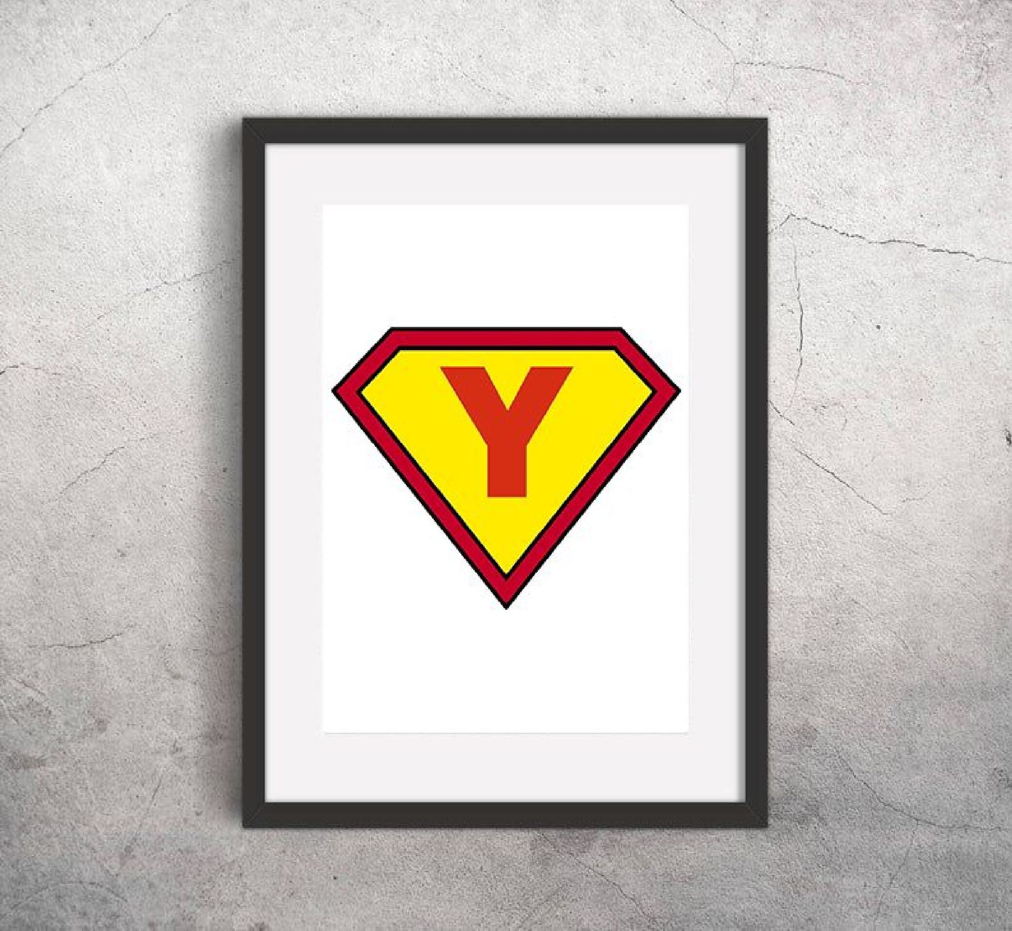 Superhero Letter Y, Printable Wall Art, Inspirational Quotes ...