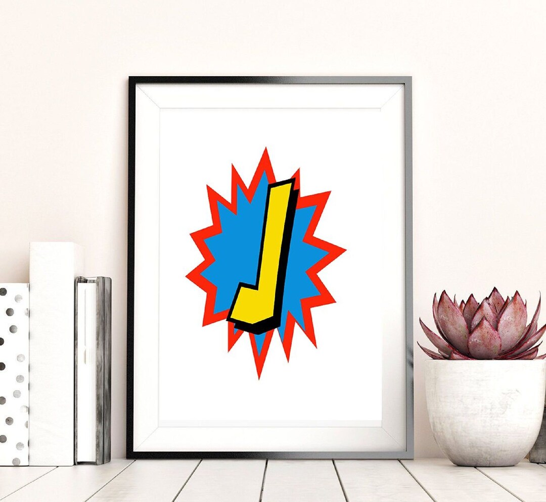 Comic Book Letter J, Printable Wall Art, Inspirational Quotes ...