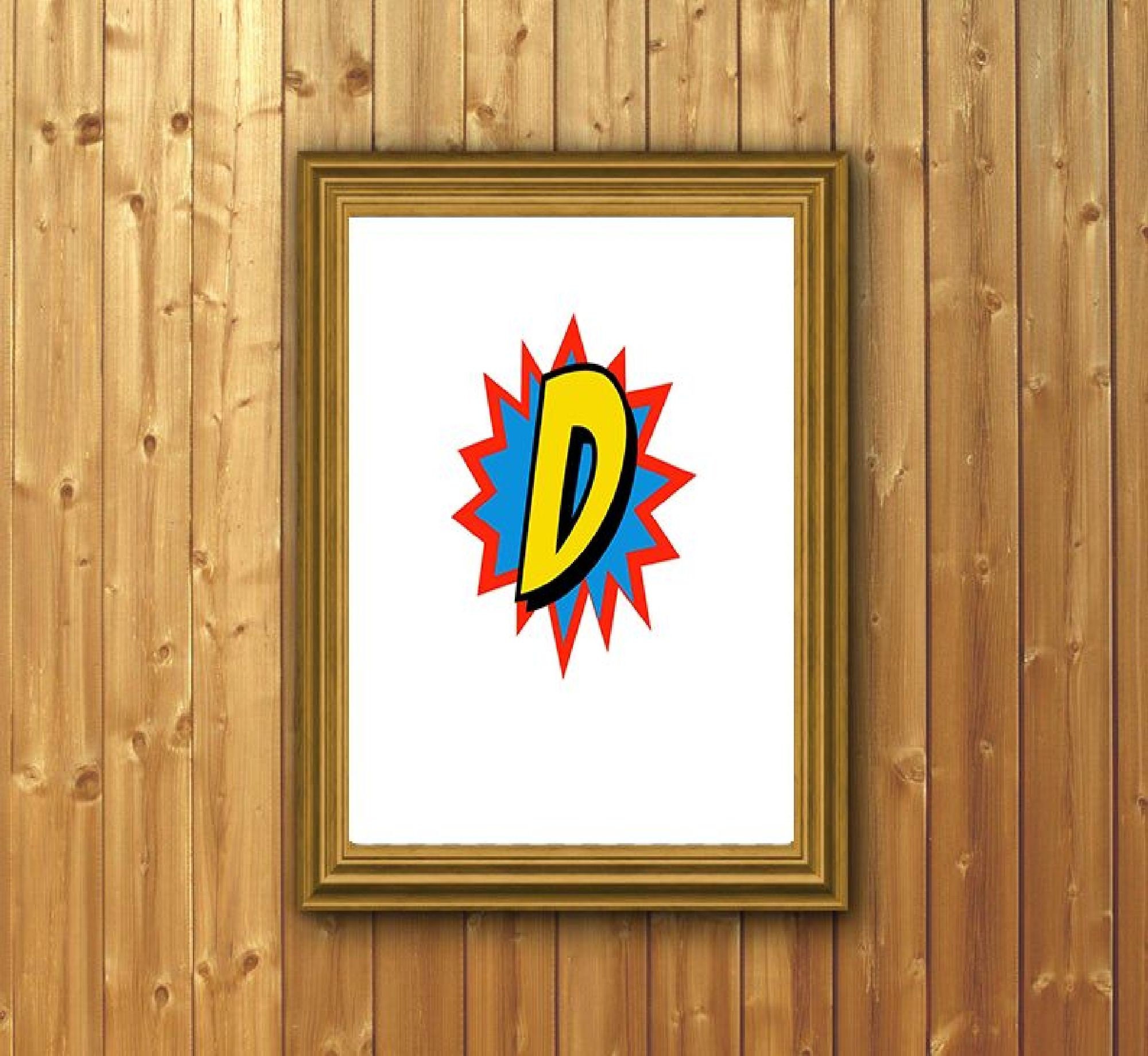 Comic Book Letter D Printable Wall Art Inspirational Quotes | Etsy