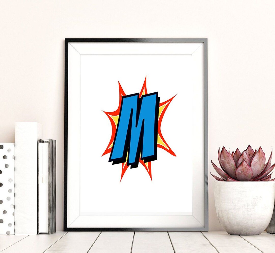 Comic Book Letter M, Printable Wall Art, Inspirational Quotes ...