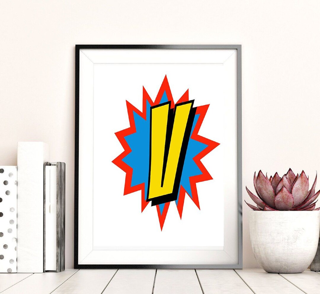Comic Book Letter V, Printable Wall Art, Inspirational Quotes ...