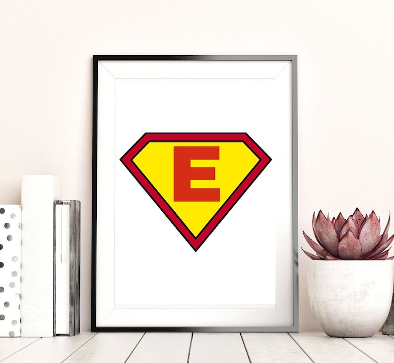 Superhero Letter E, Printable Wall Art, Inspirational Quotes ...