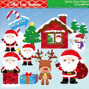 Santa Claus Clipart, Reindeer, Snowman , Christmas Tree , North Pole ...