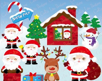 Christmas Clipart Santa Rudolph Reindeer Festive Bunting | Etsy