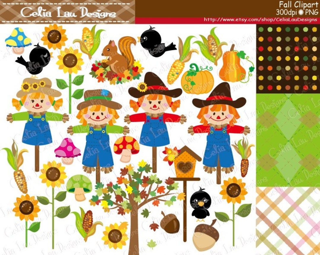 Fall Clipart , Harvest Clipart , Fall Harvest Digital Clipart and Paper ...