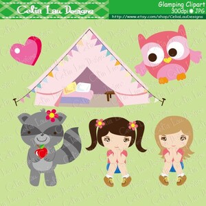 Cute Girl and Forest Animal Clip Art GIRL Camping Party, Camp Out Party ...