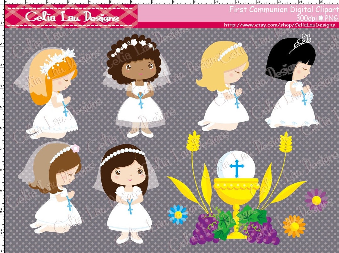 Girl First Communion Clipart / Girl 1st Communion Digital Clipart ...