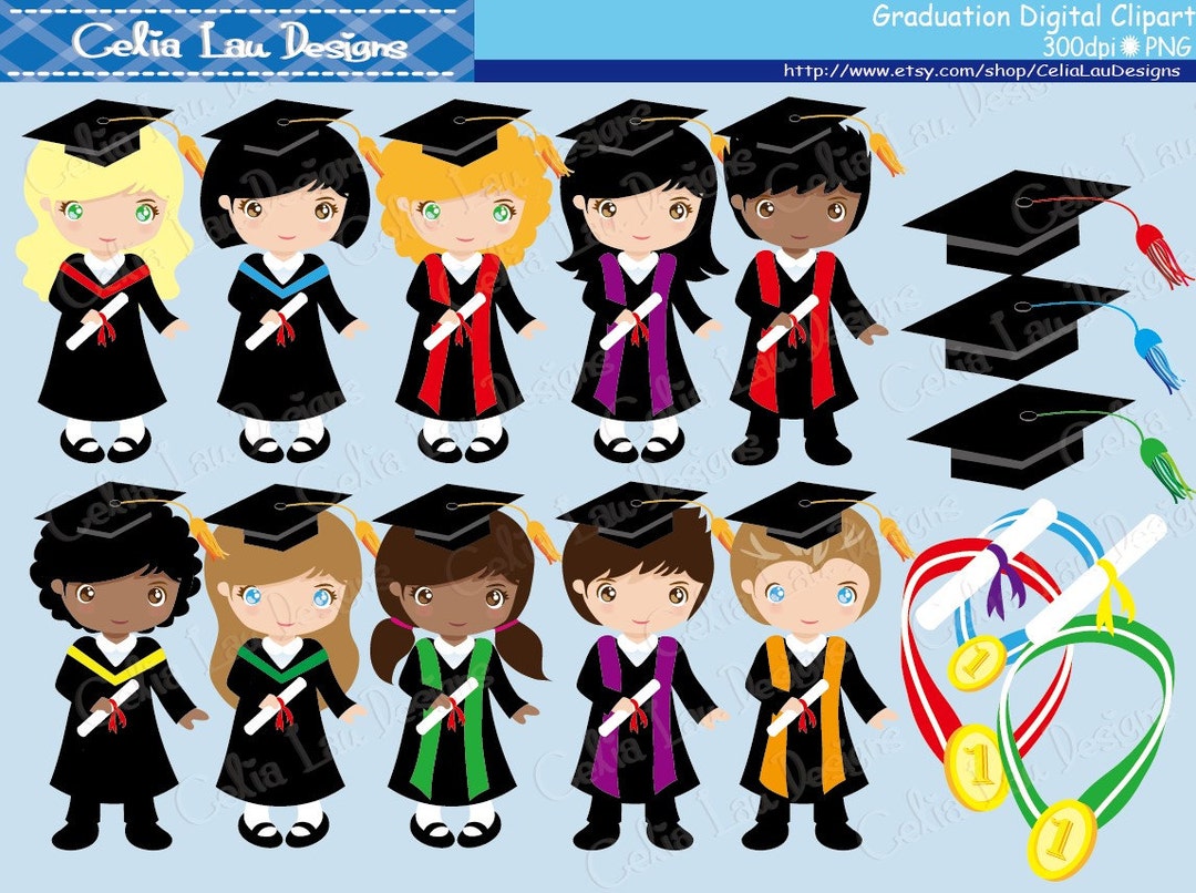Graduation Clipart , Graduation Kids Clip Art/ for Personal and ...