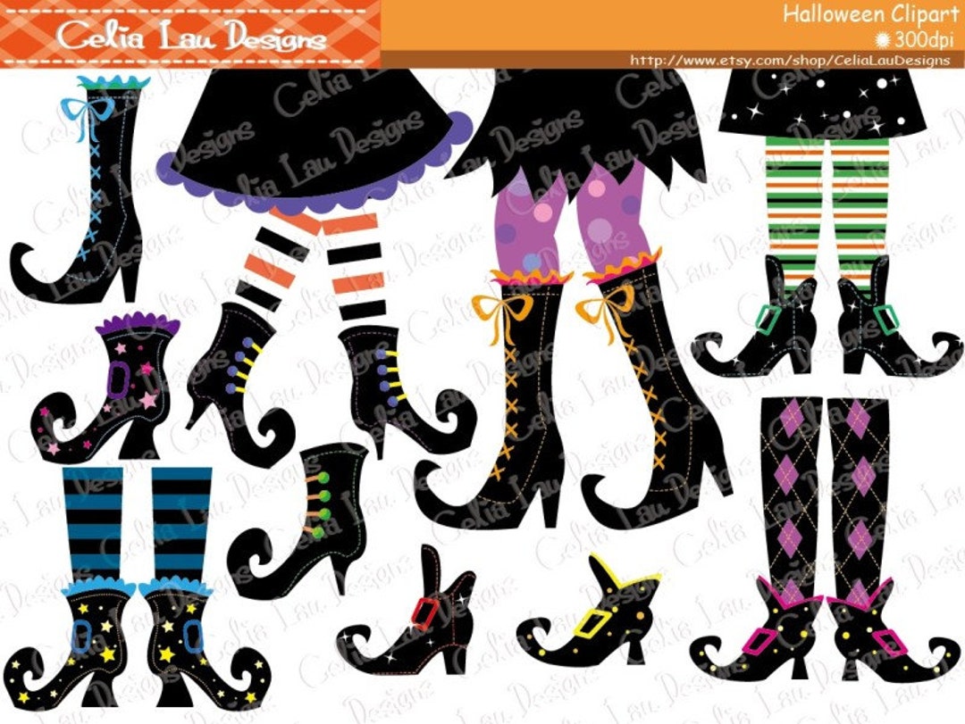 Witch Feet Clip Art, Halloween Clipart, Witch Boots Clipart, Happy ...