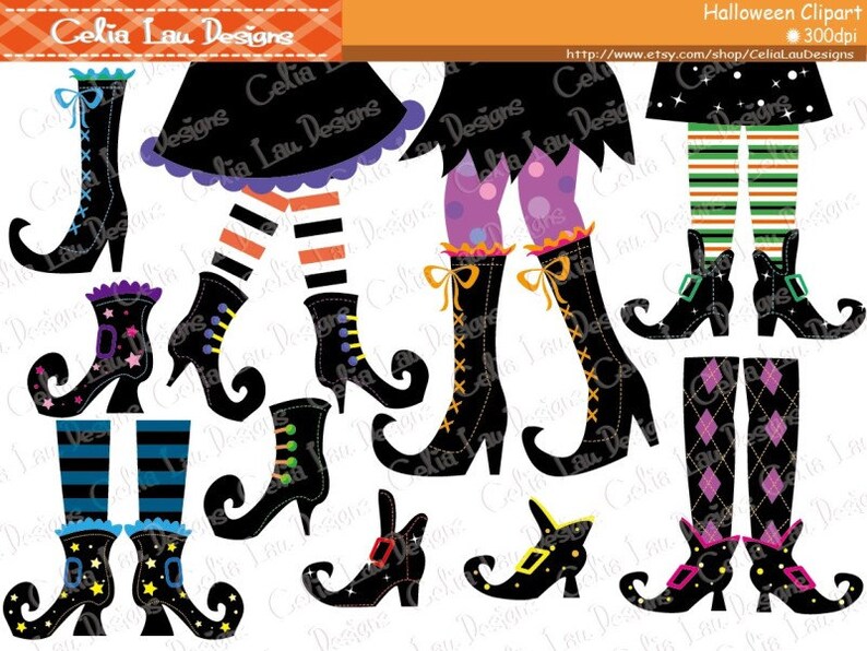 Witch Feet Clip Art Halloween Clipart Witch Boots Clipart - Etsy