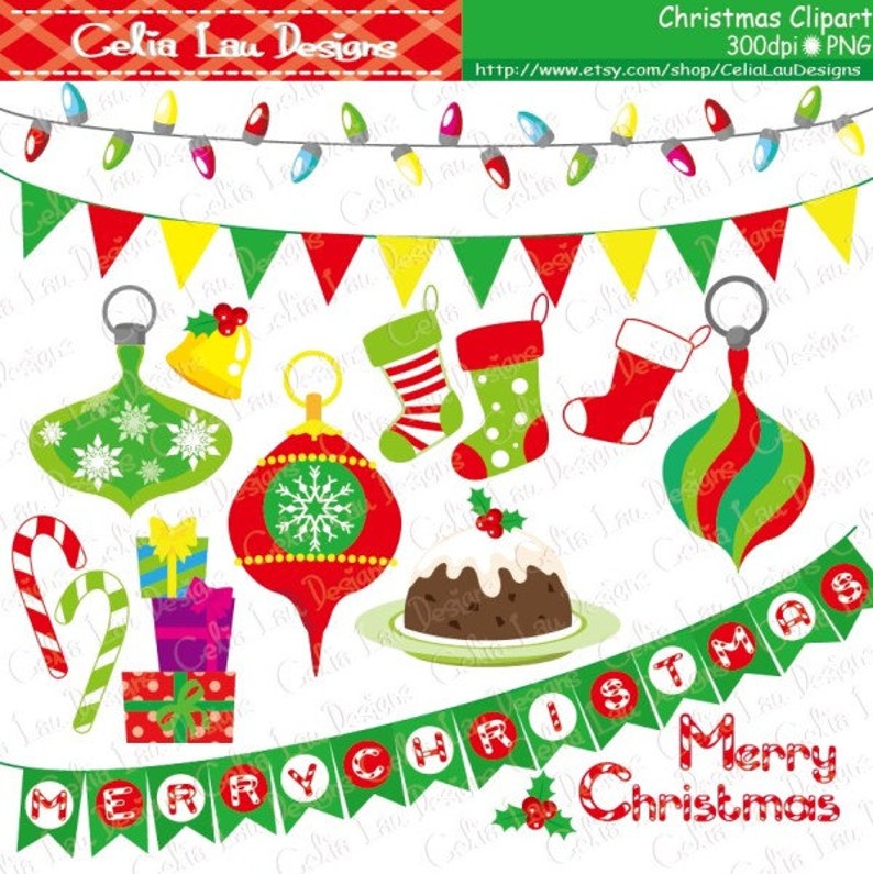 Christmas Clipart Santa Rudolph Reindeer Festive Bunting | Etsy