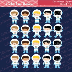 Outer Space Clipart, Boy Astronauts, Rockets, Aliens, Planets, Star - Etsy