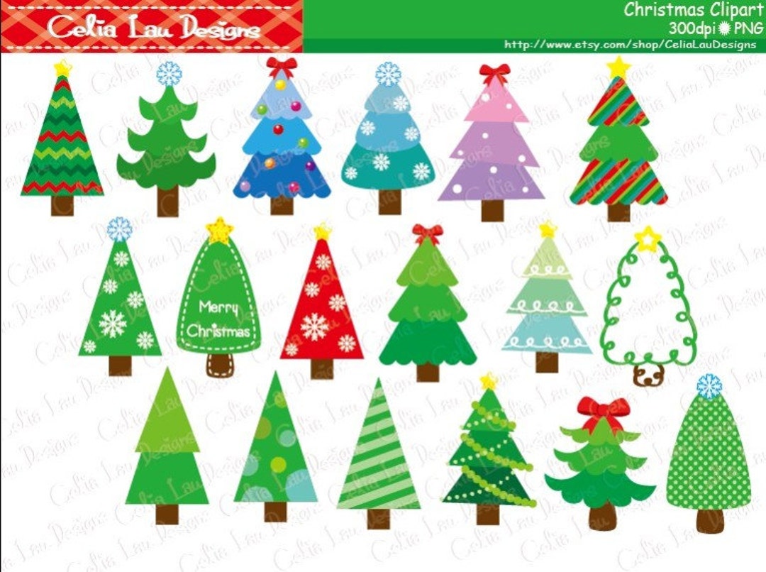 CHRISTMAS CLIPART , Christmas Tree Clipart, Christmas Tree Digital Clip ...