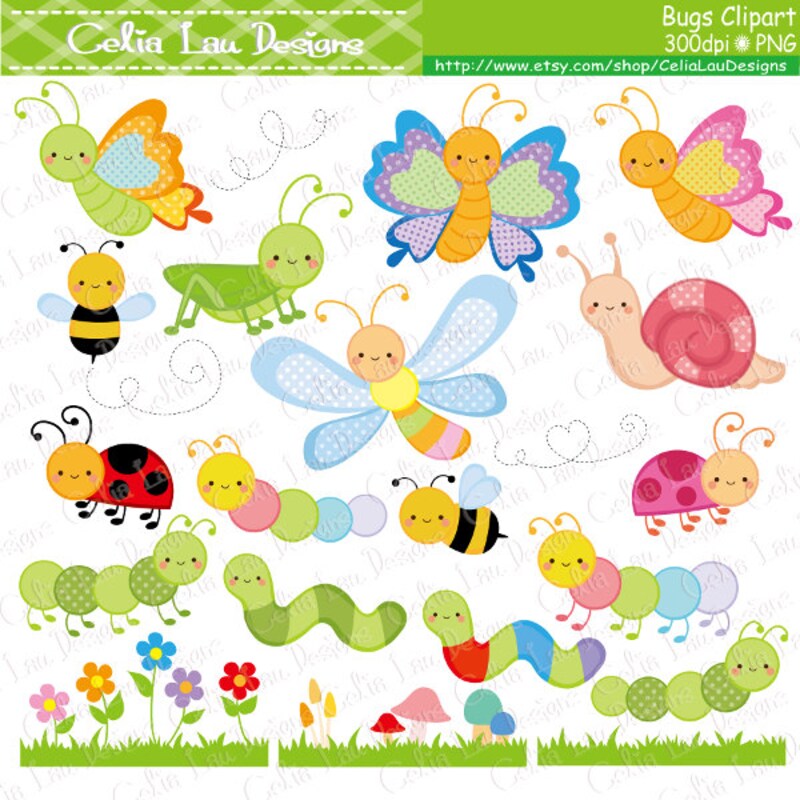 Cute Bugs Clipart - Etsy