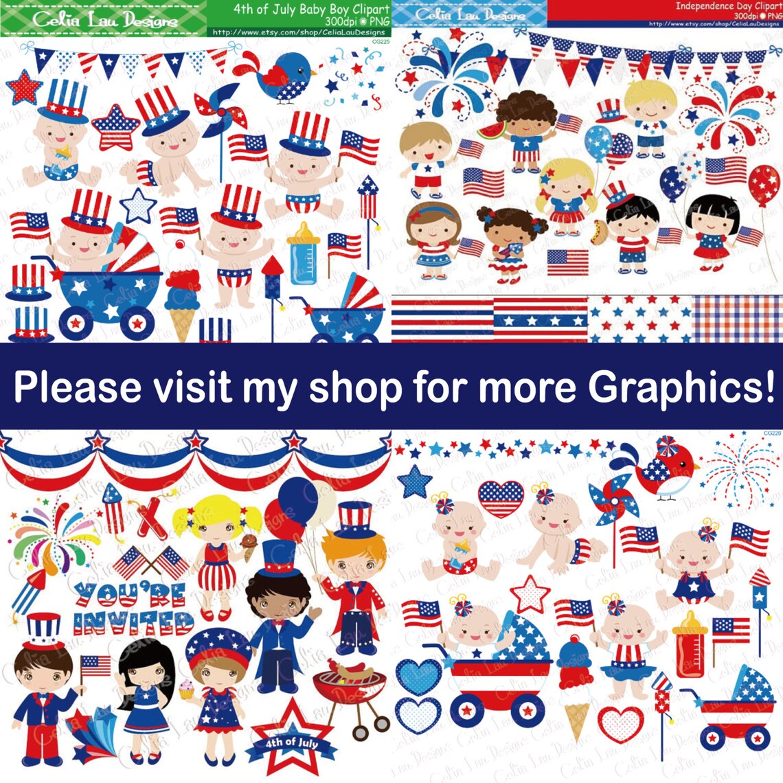 4th of July Baby Boy Clipart/ First Patriotic Day Clipart - Etsy
