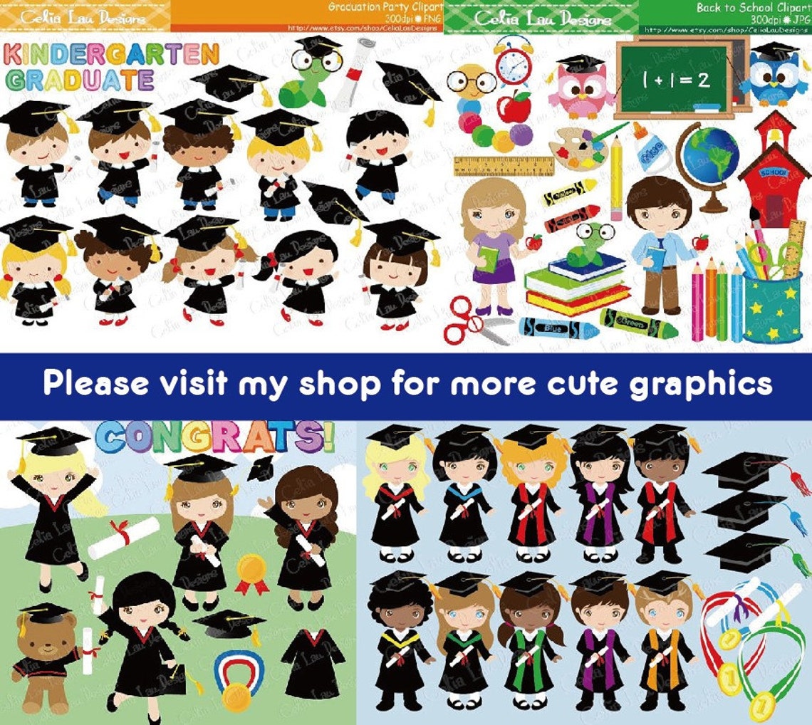 Blue Graduation Clipart - Etsy
