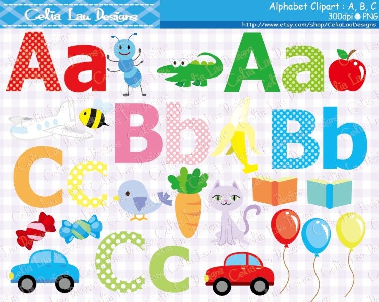 Alphabet Clipart : A B C / Back to School Clip Art / - Etsy
