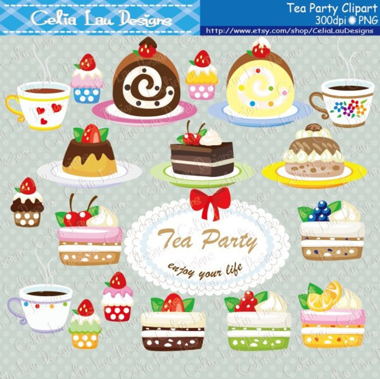 Cakes Clipart Set Cupcakes Clip Art Desserts Clipart / - Etsy
