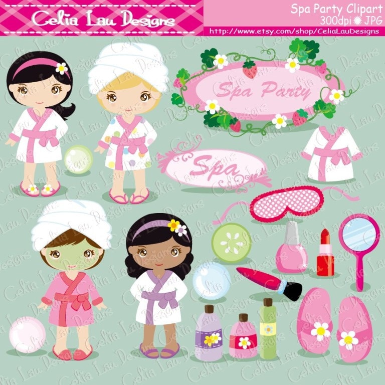 Spa Party Digital Clipart / Girls Spa Party Cute Clip | Etsy
