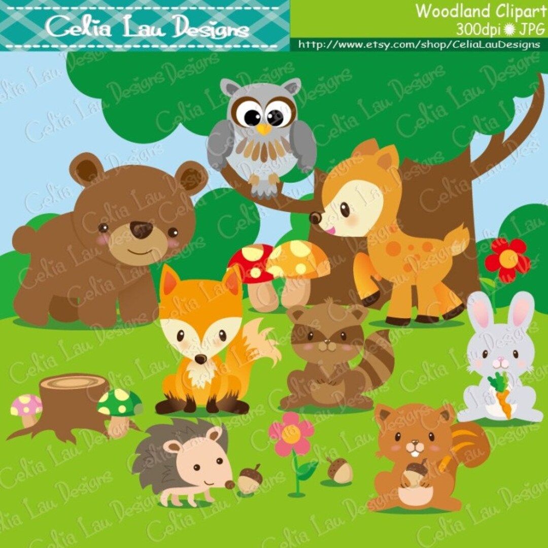 Woodland Animals Clip Art - Woodland Clipart, Forest Animal Clipart ...
