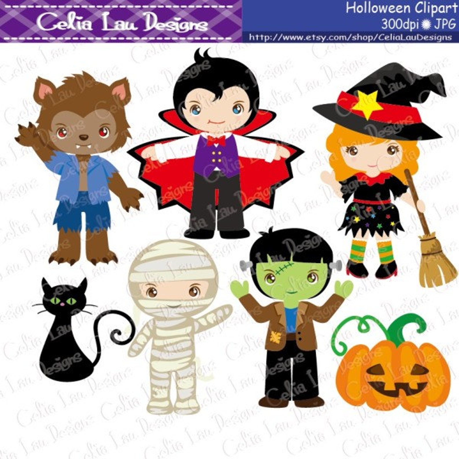HALLOWEEN Digital Clipart Halloween Clip Art Trick or Treat - Etsy
