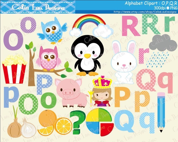 Alphabet Clipart : OPQR / Back to School Clip Art / INSTANT | Etsy