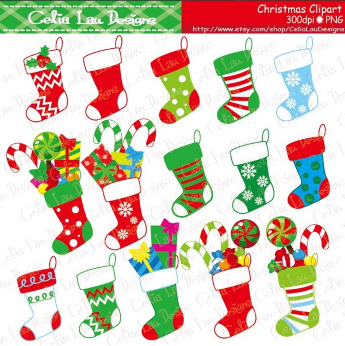Christmas Stocking Christmas Digital Clip Art Christmas - Etsy