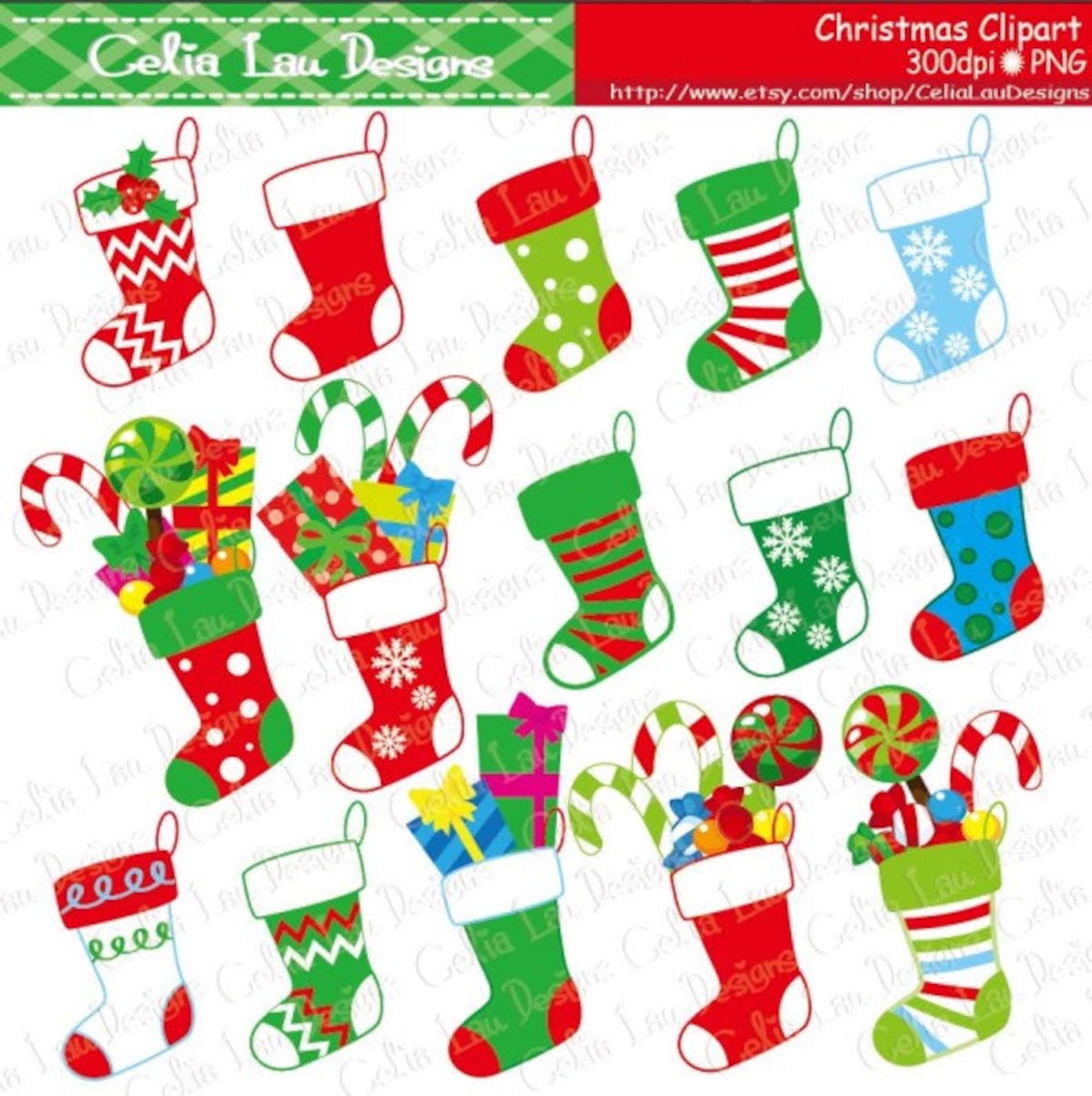 Christmas Stocking Christmas Digital Clip Art Christmas - Etsy