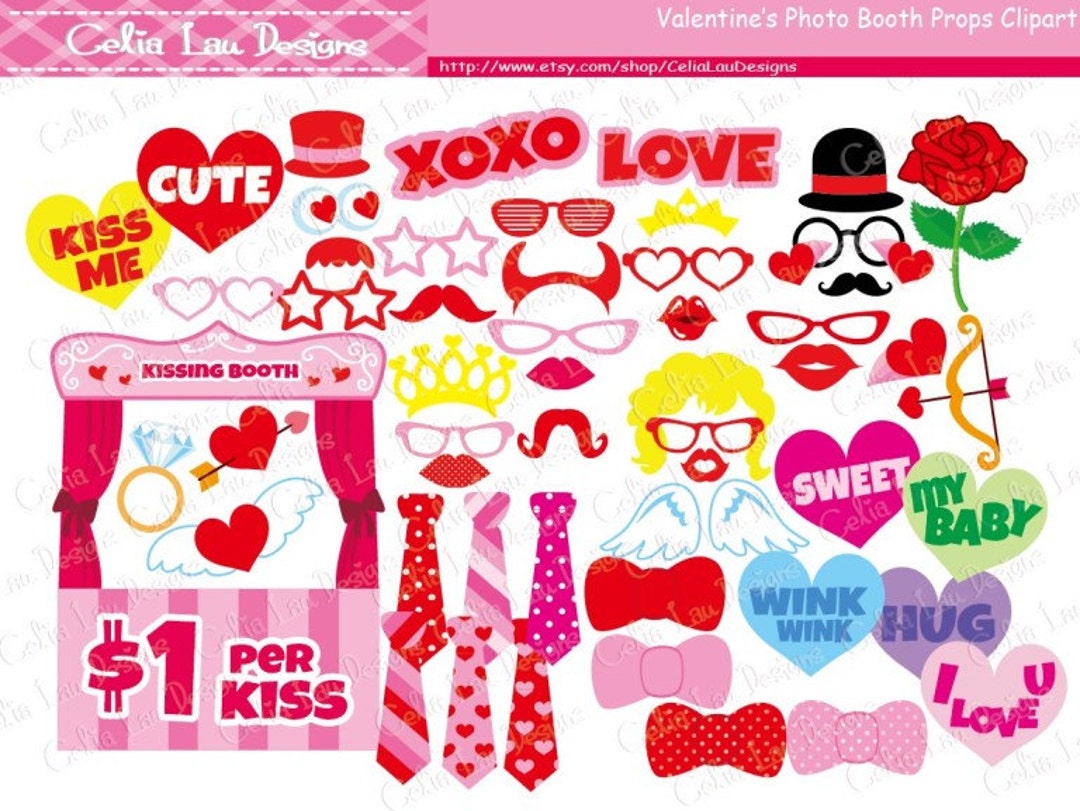 Valentines Day Photo Booth Props, Wedding Photo Booth, Kissing Booth ...