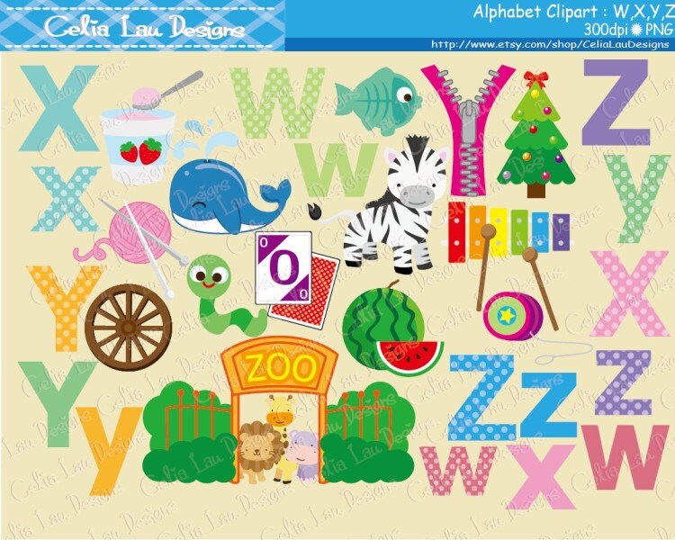 Alphabet Clipart : WXYZ / Back to School Clip Art / INSTANT | Etsy