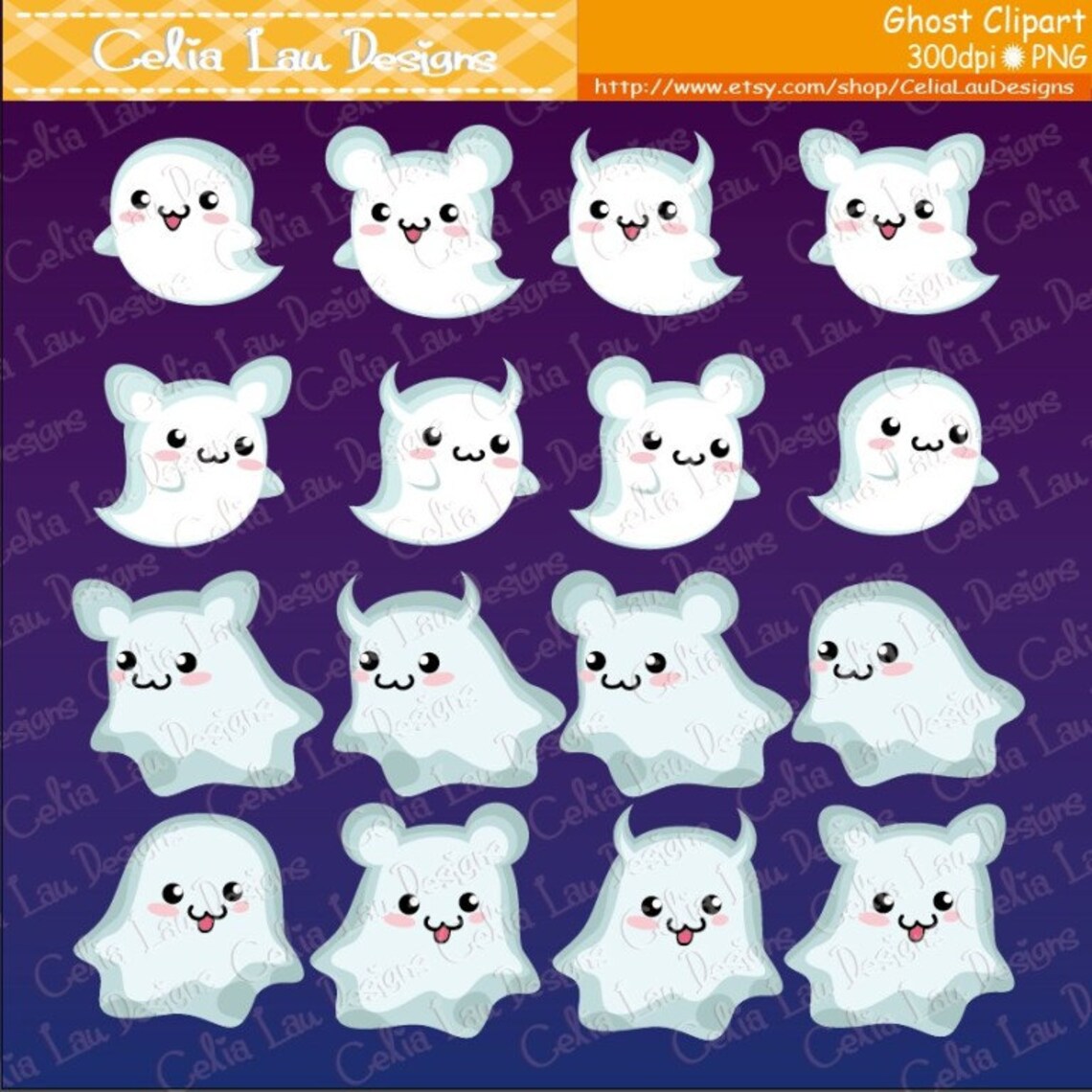 Halloween Clipart Cute Ghost Clipart Cute Halloween - Etsy
