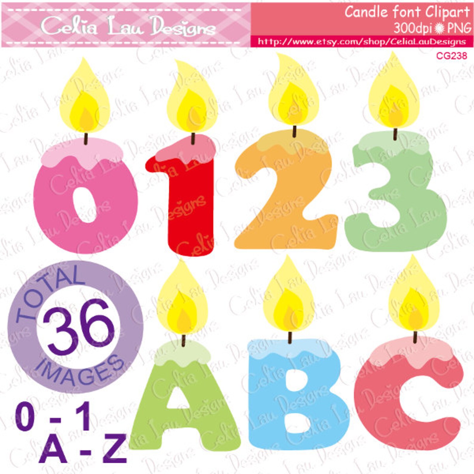 ALPHABET Candles Digital Clip Art / Birthday Candle Alphabet and Number ...