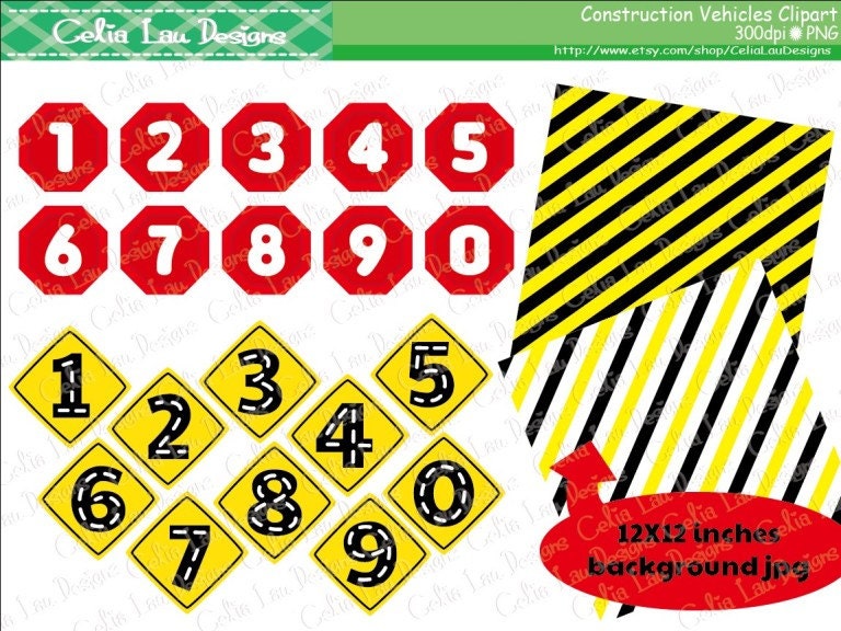 Construction Vehicles Digital Clipart and background | Etsy