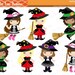 Witch Clipart, Black Cat Clipart, Happy Little Witches, Halloween ...