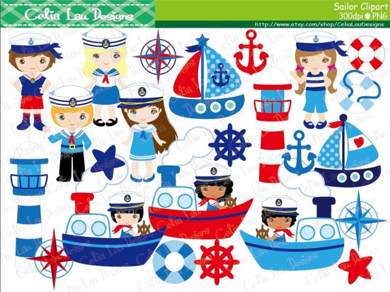 Sailor Clipart Sailing Boat Clipart Nautical Clip Art | Etsy
