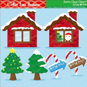 Santa Claus Clipart, Reindeer, Snowman , Christmas Tree , North Pole ...
