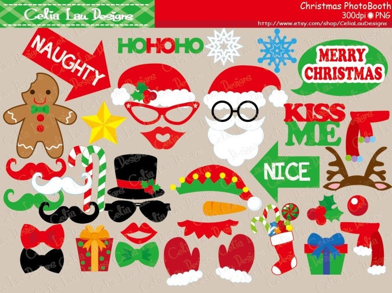 Christmas Photo Booth Props digital clipart set Ugly | Etsy