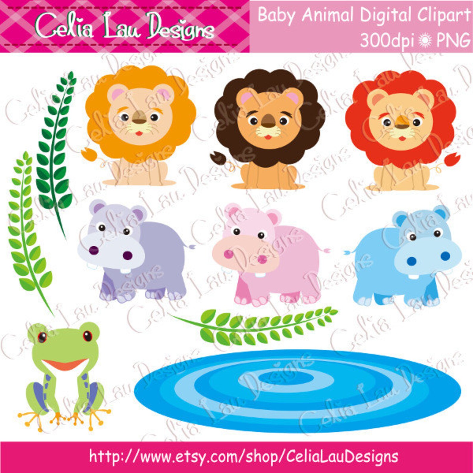 Jungle Animals Digital Clipart/ Cute Animals Clipart A003 - Etsy