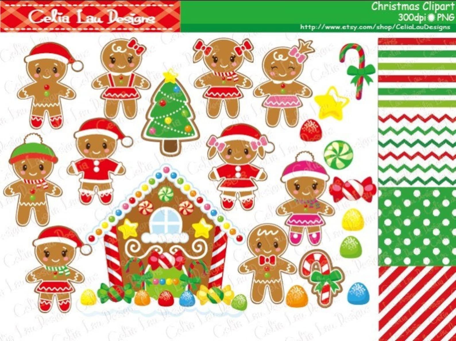 Gingerbread Digital Clipart Christmas Clipart Ginger bread | Etsy