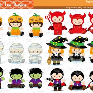 HALLOWEEN Clipart, Cute Halloween Baby Digital Clipart, Kawaii ...