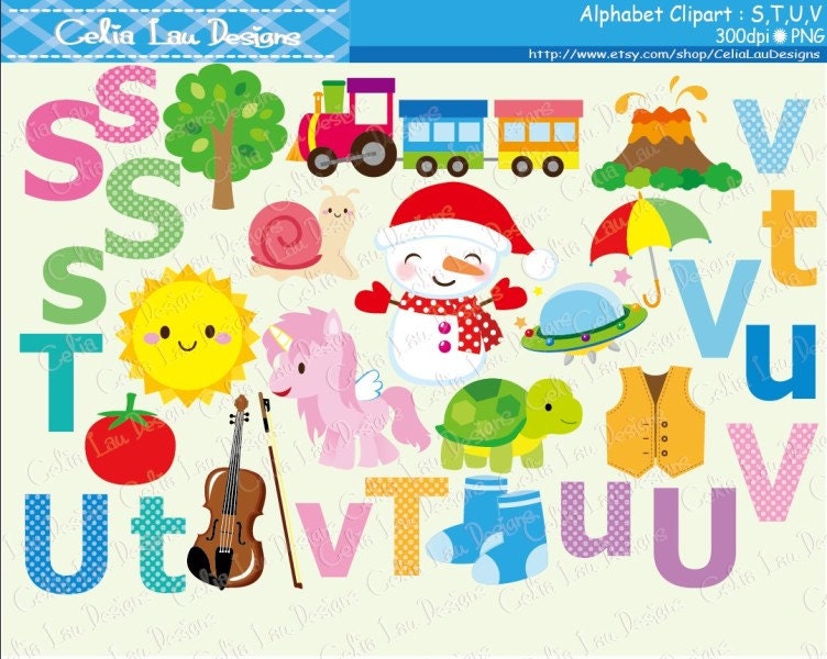 Alphabet Clipart : STUV / Back to School Clip Art / INSTANT - Etsy