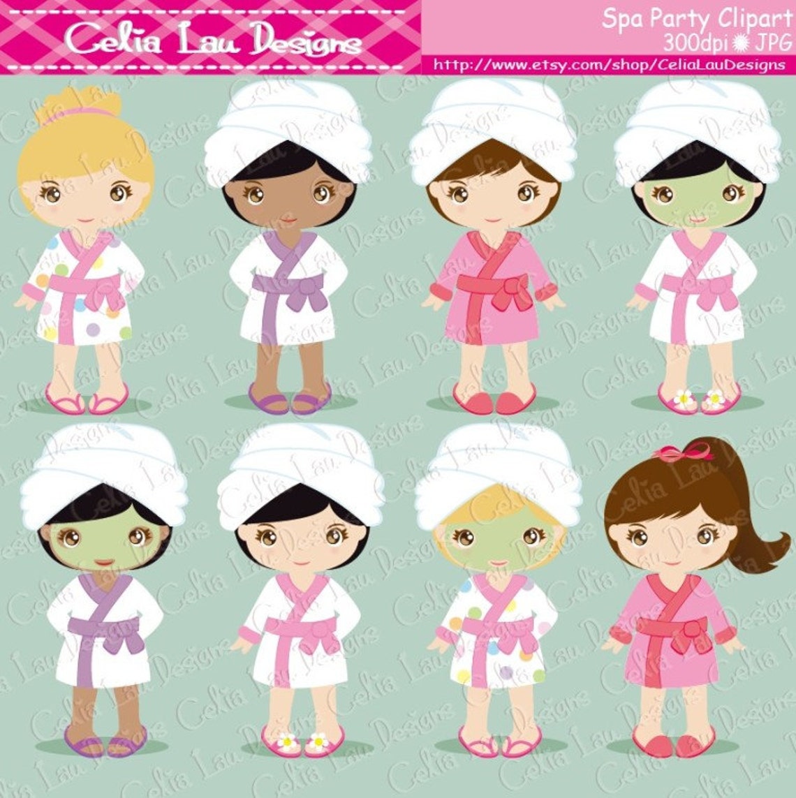 Spa Party Digital Clipart / Girls Spa Party Cute Clip - Etsy