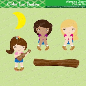 Cute Girl and Forest Animal Clip Art GIRL Camping Party, Camp Out Party ...