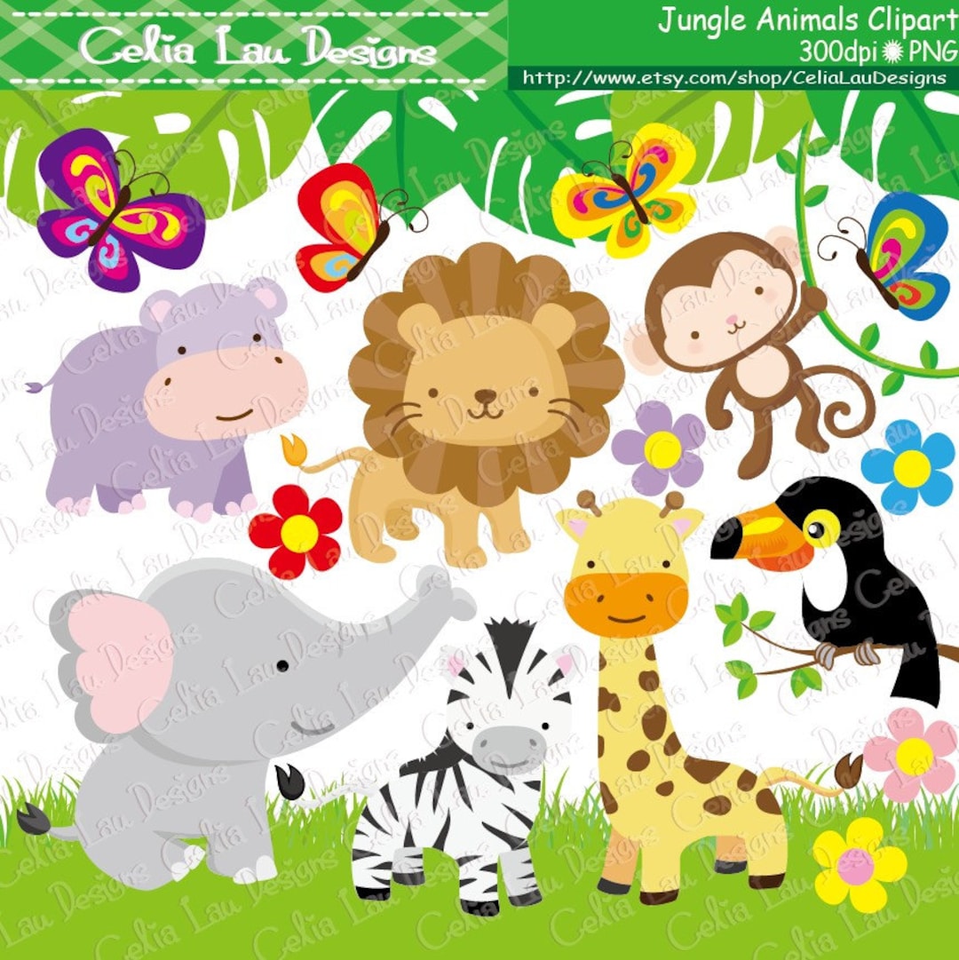 Jungle Animals Clipart , Baby Jungle Animals Clipart, / Safari Jungle ...