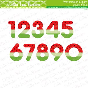 Watermelon Clipart, Watermelon Number , Summer Fruit Bunting and ...