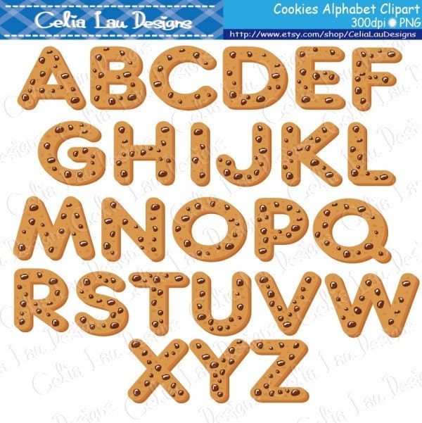 Cookies Font Digital Clip Art / Cookies Alphabet and Number - Etsy