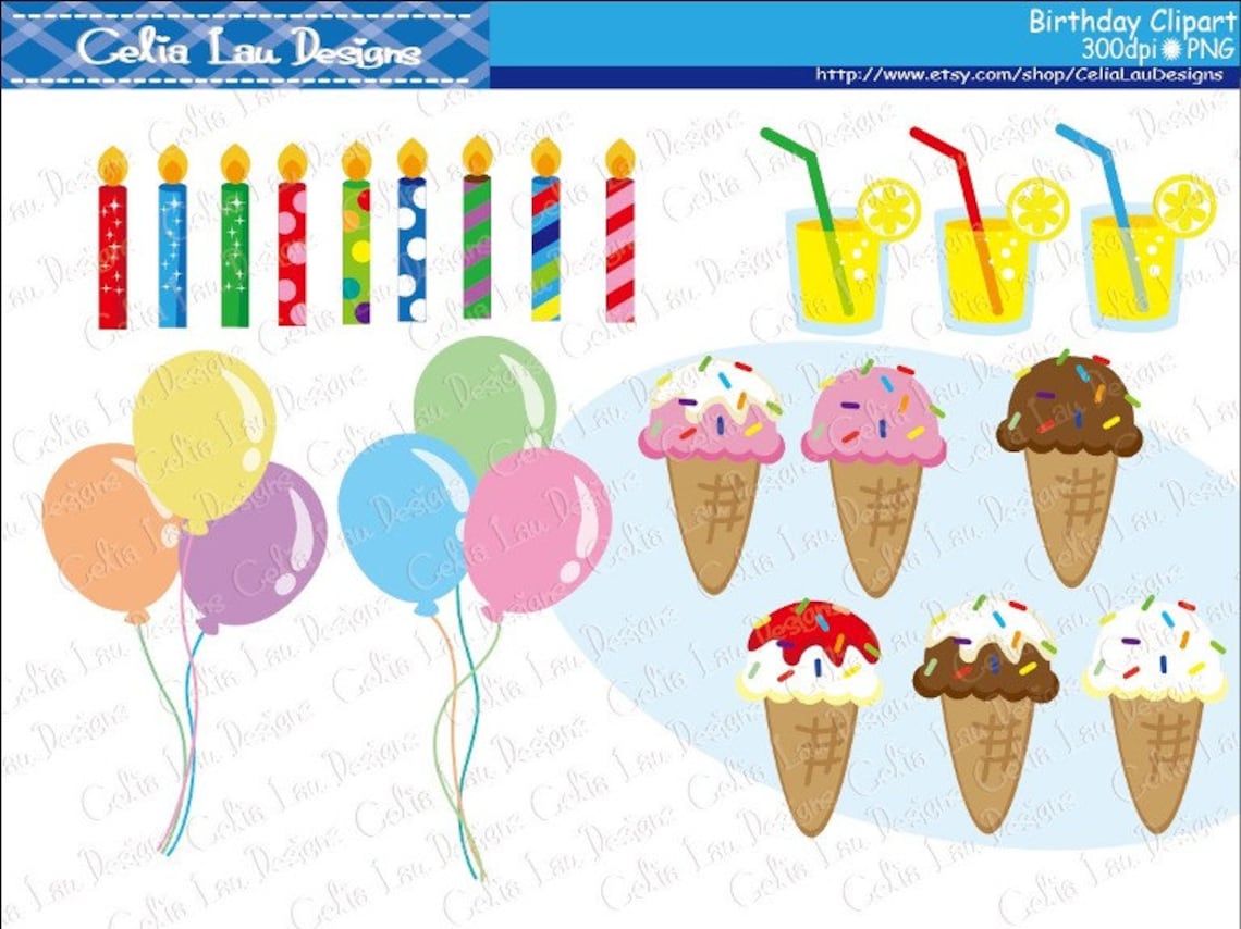 Bear Birthday Digital Clipart Set/ INSTANT DOWNLOAD CG113 - Etsy