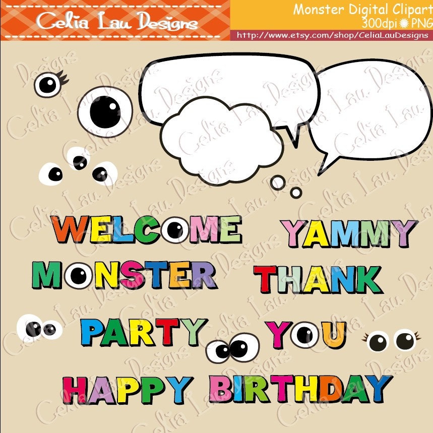 Monsters Clipart Monsters Party Clip Art CG024 Monster - Etsy