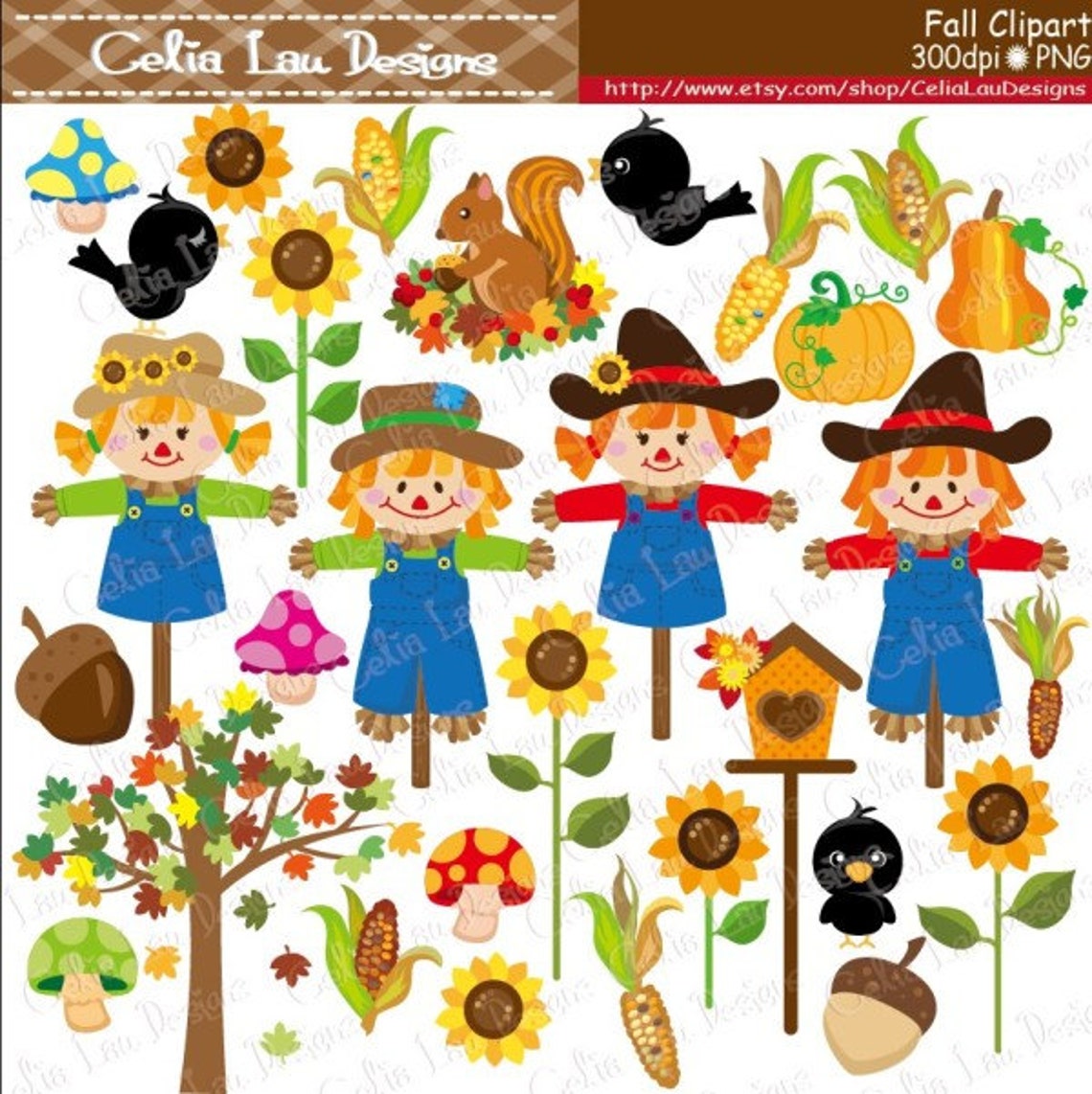 Fall Clipart Harvest Clipart Fall Harvest Digital Clipart - Etsy