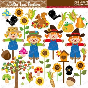 Fall Clipart , Harvest Clipart , Fall Harvest Digital Clipart and Paper ...